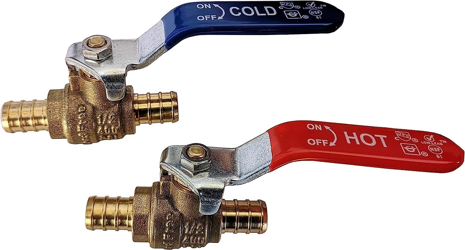 XFITTING 20 Pieces 1/2" Pex Ball Valve Hot and Cold, 24-2-1&2=20X (20 ...
