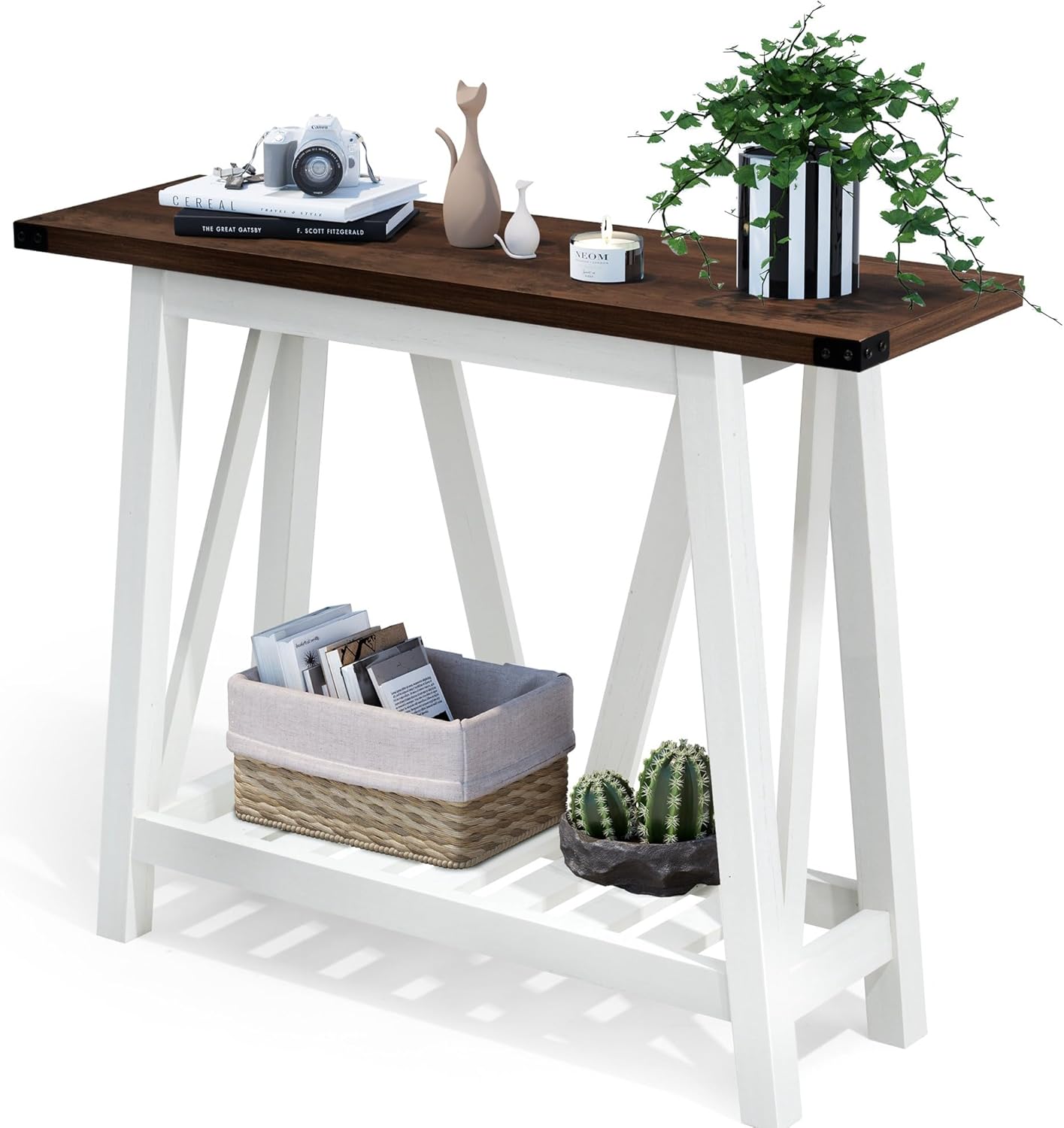 Amazon.com: JOINHOM Farmhouse Console Table for Entryway - Wood ...