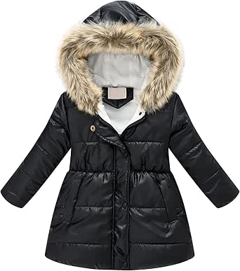 Amazon.com: Girl Heavyweight Puffer Winter Coats Kids Parka Fleece Thicken Snow Outwear Cozy ...