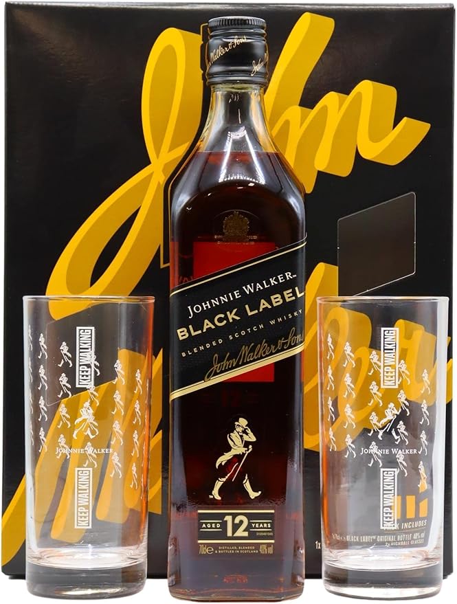 Johnnie Walker - Glass Pack - Black Label - 12 year old : Amazon.co.uk ...