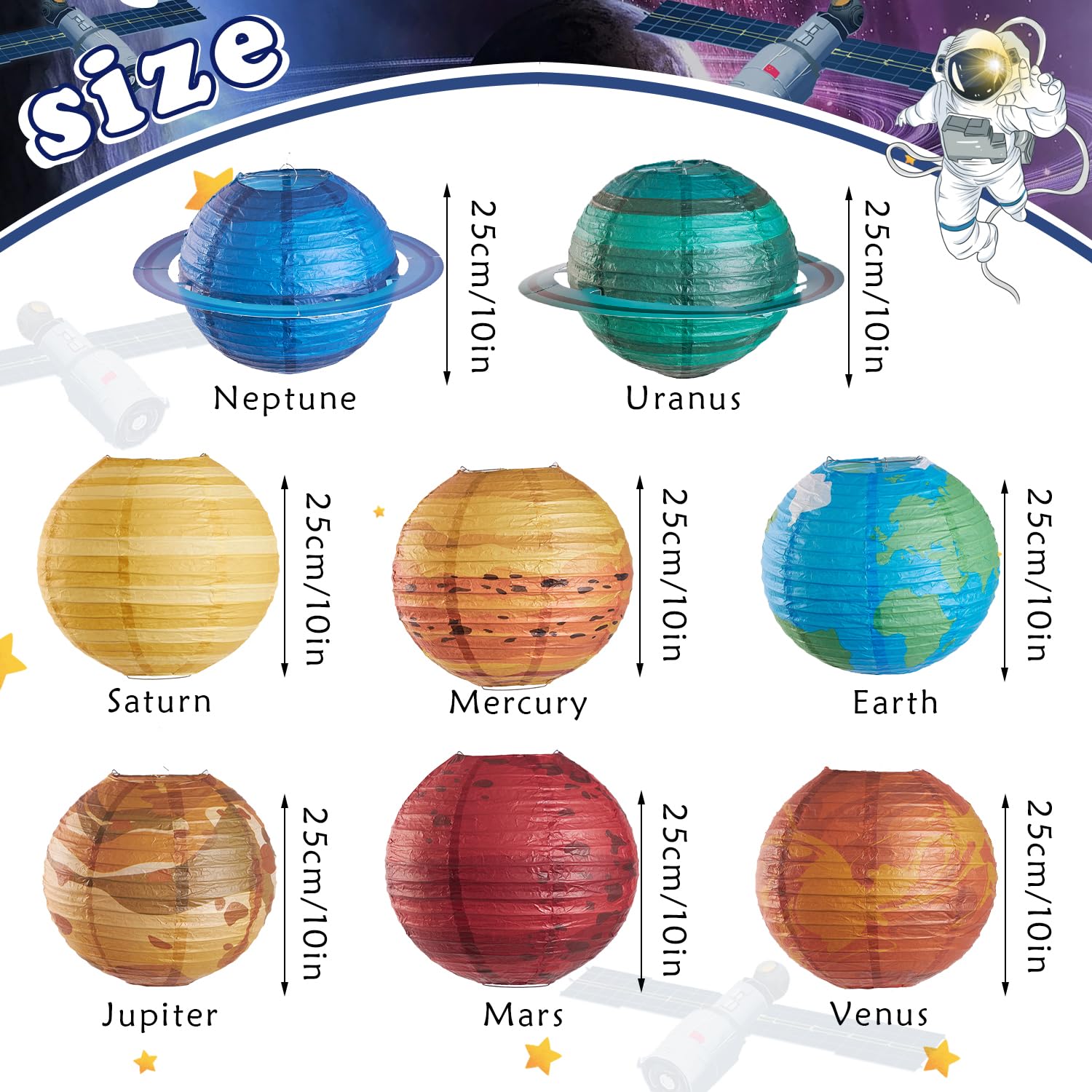 Snapklik.com : 8 PCS Planet Paper Lanterns Solar System Planets Lantern ...