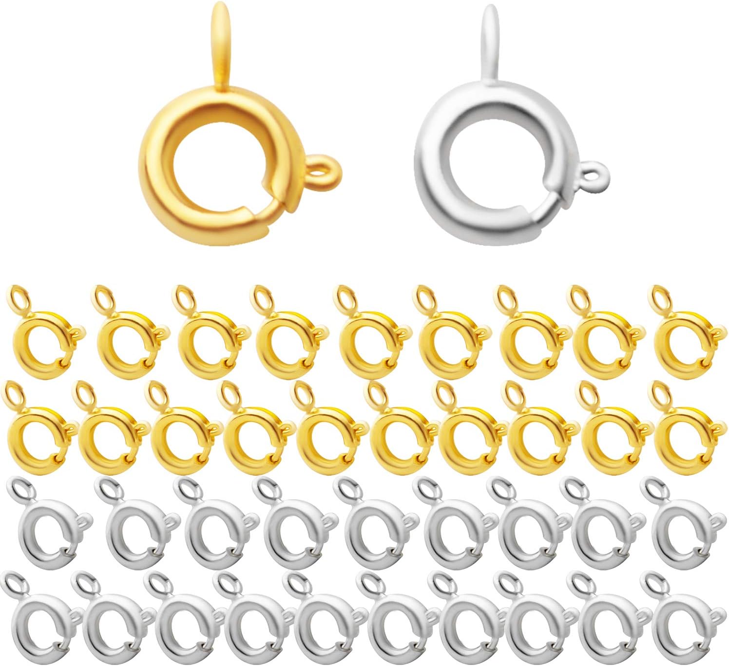 Amazon.com: Aylifu 40pcs Spring Ring Clasp Brass Round Clasps Open Ring ...