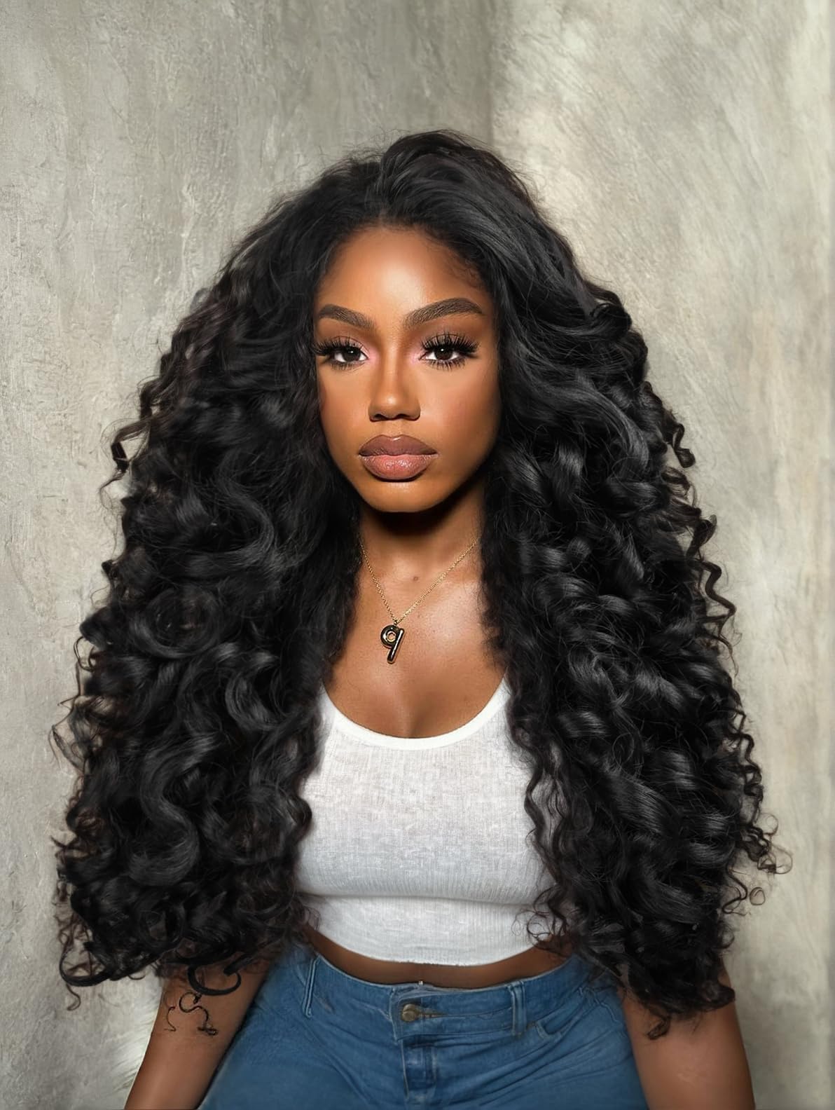 Amazon.com : KOME Black Glueless Wigs Curly Wig,Put On Go Wig Lace ...