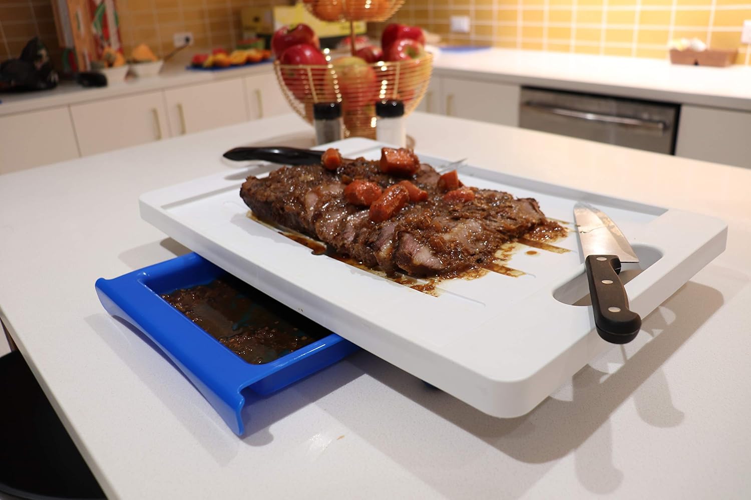 Karving King Kitchen Dripless Cutting Board 2 in 1 System Juice Groove ...