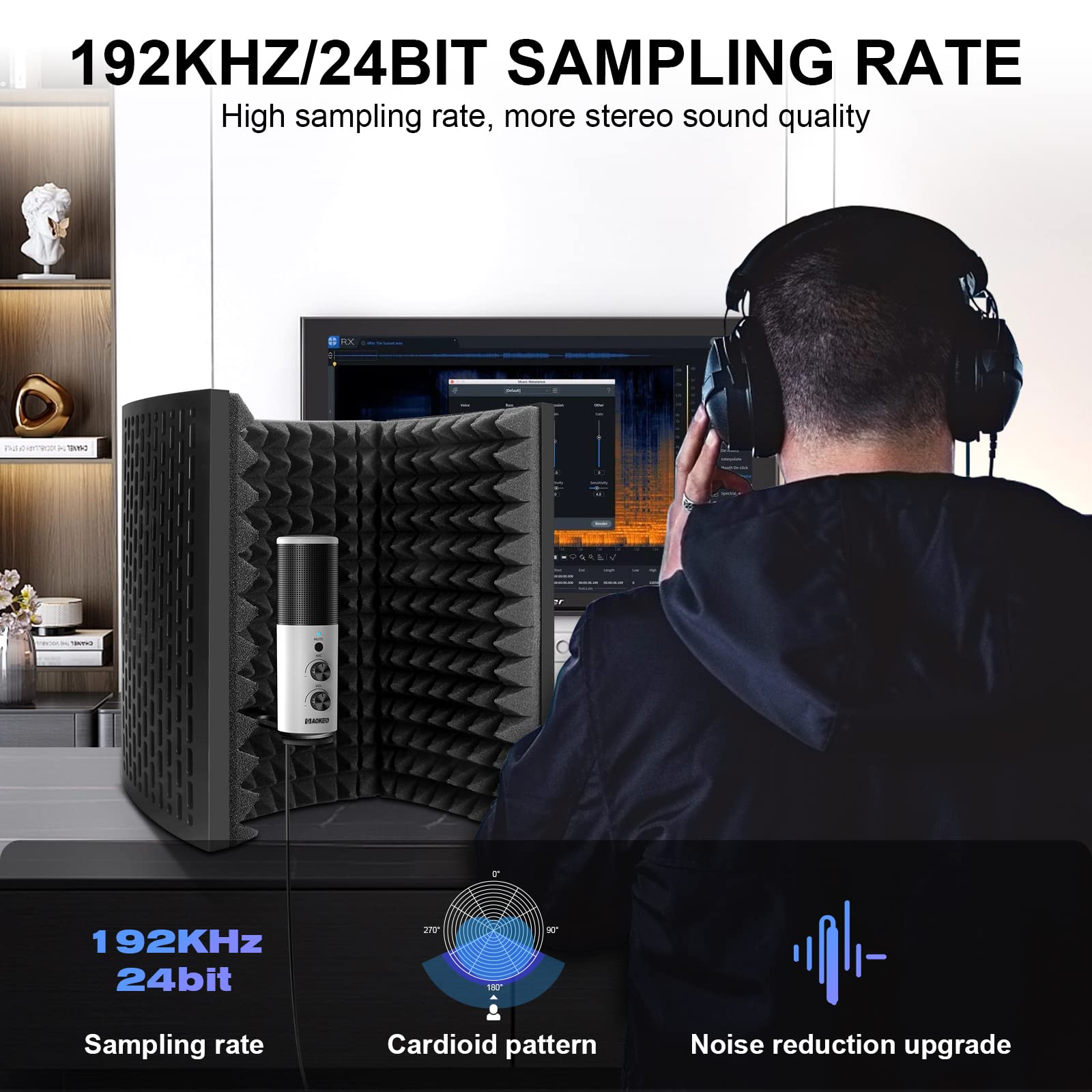 Snapklik.com : Aokeo USB Condenser Microphone, 192kHZ/24bit ...