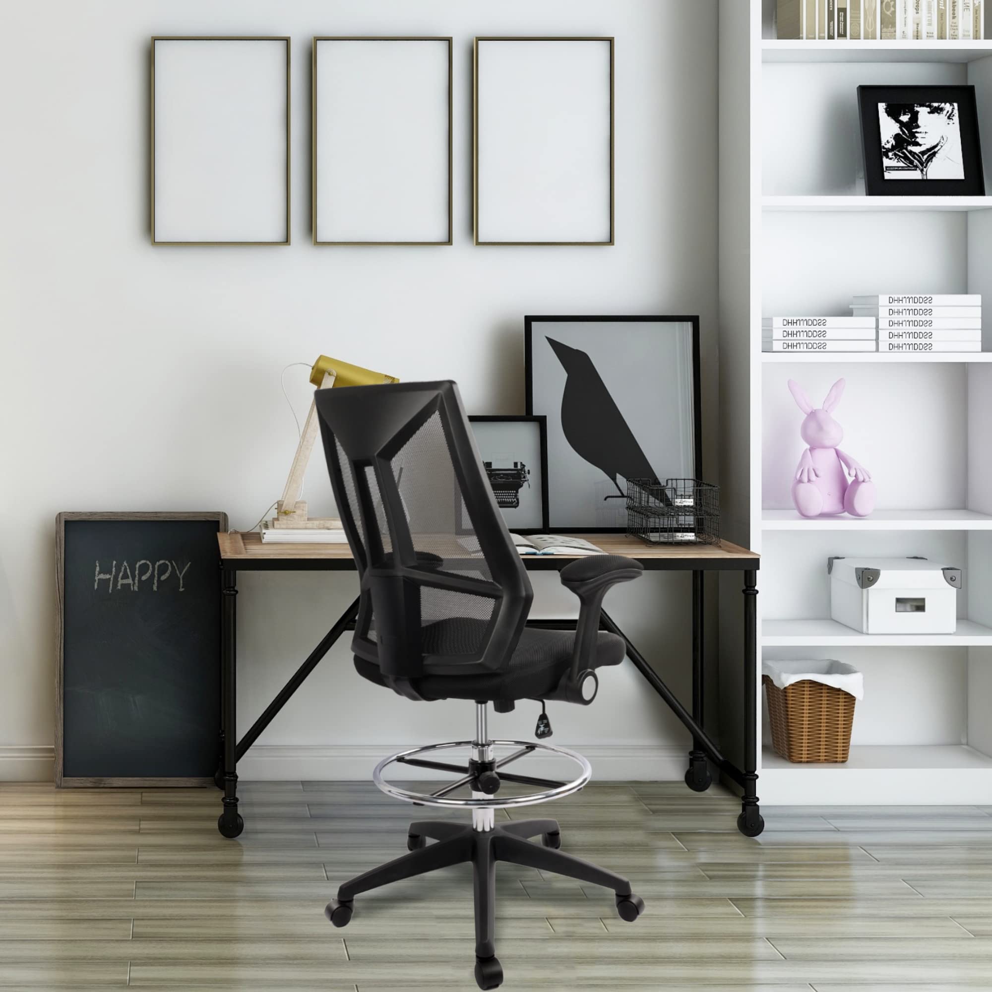 Snapklik.com : HYLONE Drafting Chair, Tall Office Chair, High Back ...