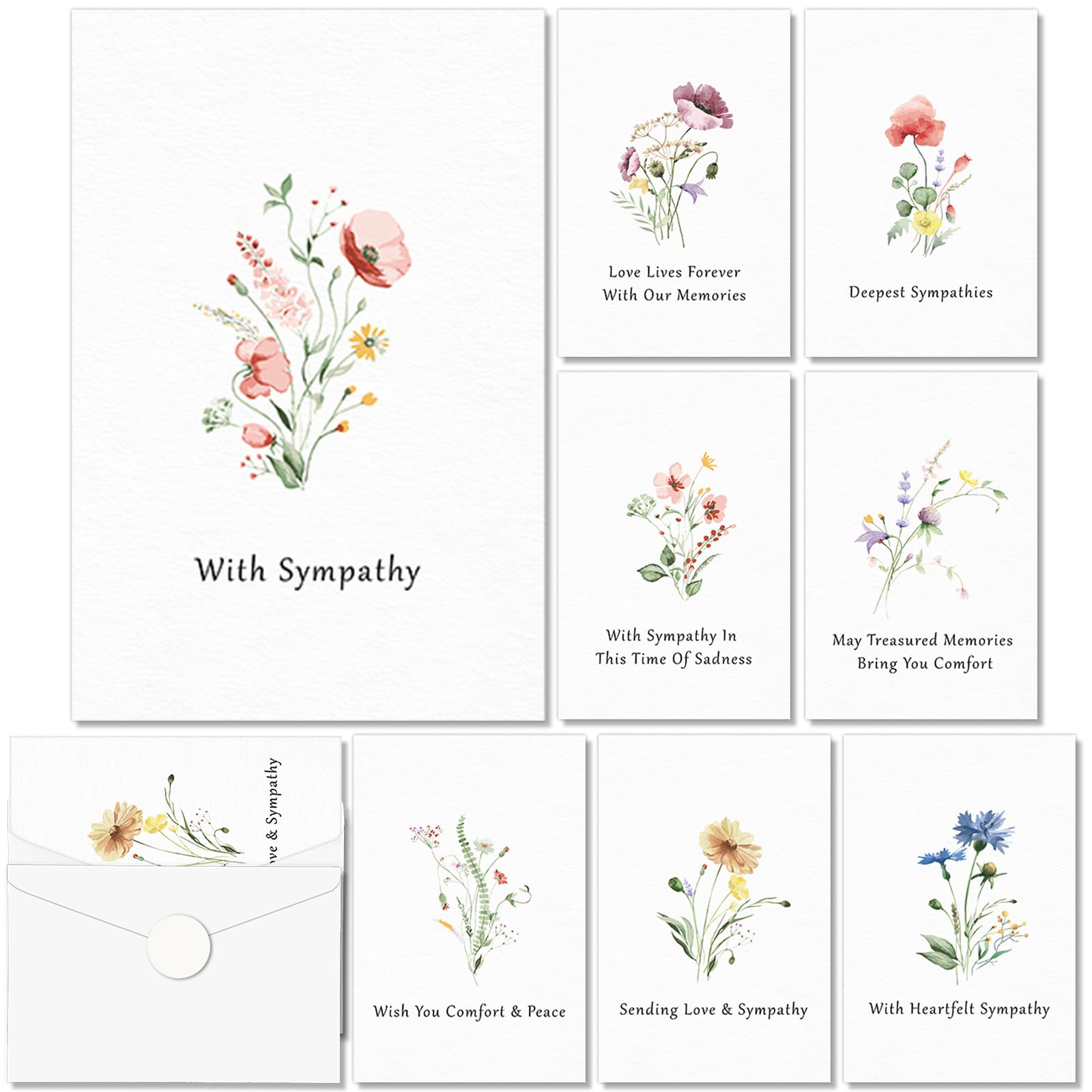 Amazon.com : 100Pcs Bulk Sympathy Cards with Envelopes Stickers ...
