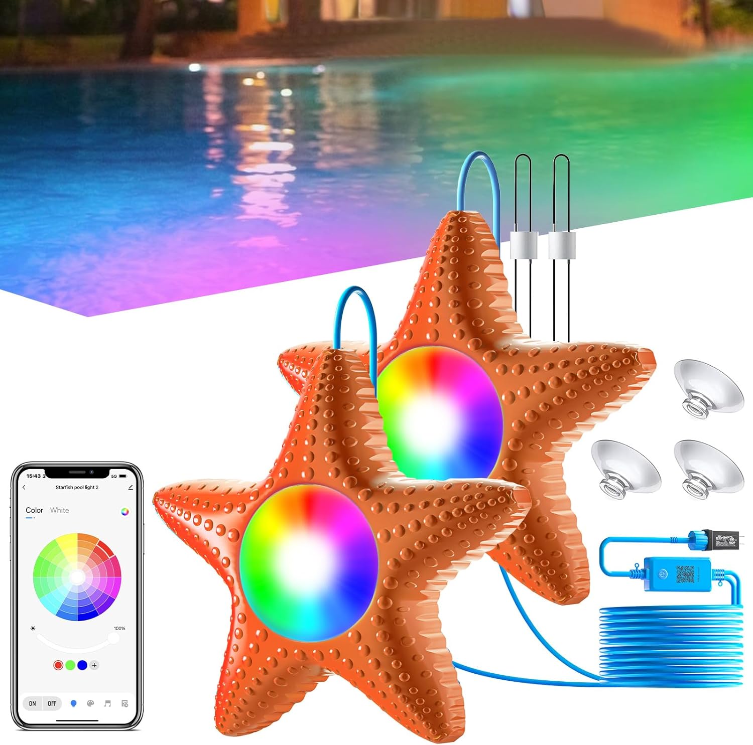 Amazon.com : MXELRZE LED Pool Lights,2 Pack 20W Smart Color Changing ...