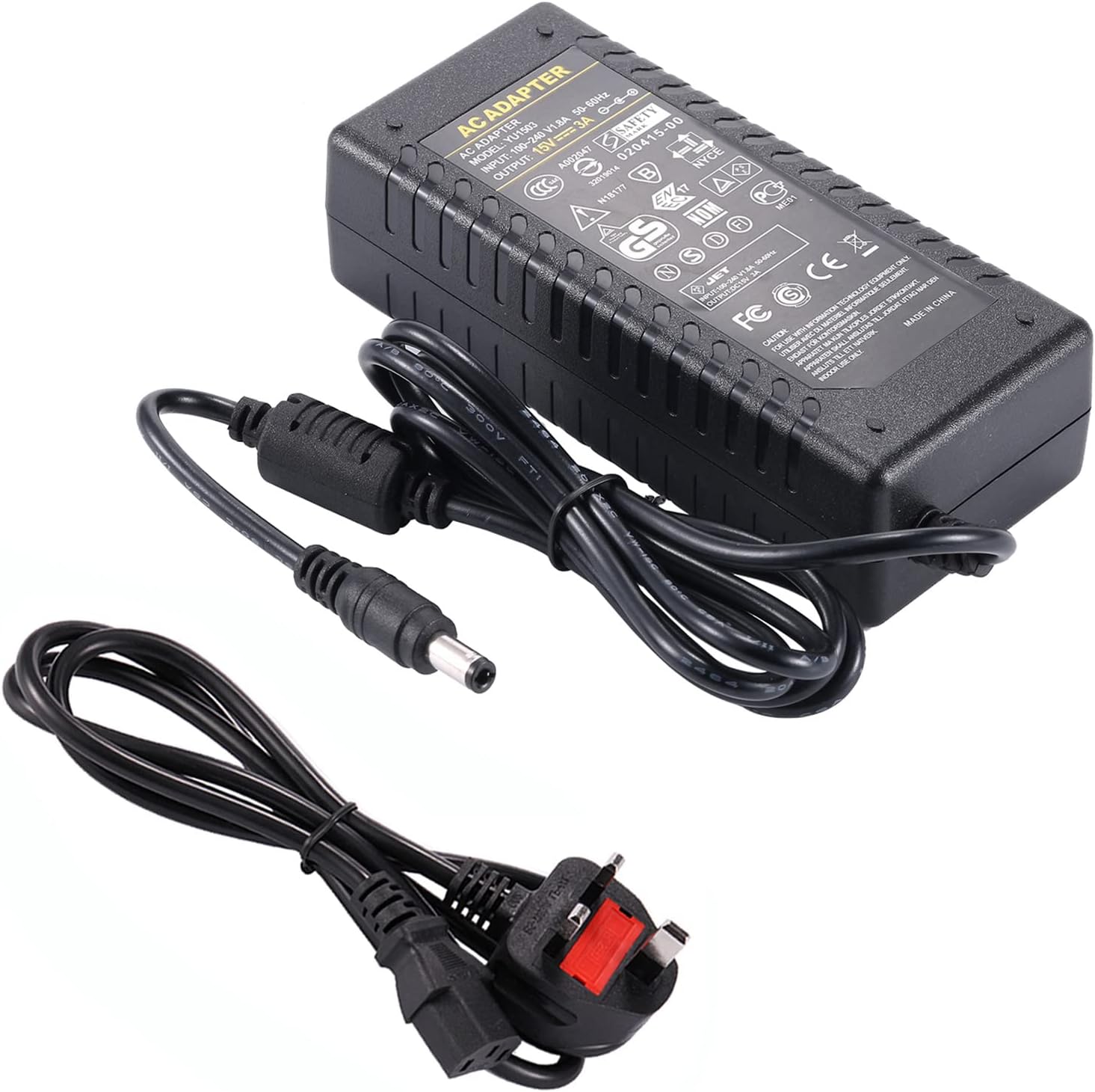 15V 3A Power Supply Adapter - Universal AC 100-240V to DC 15V 45W ...