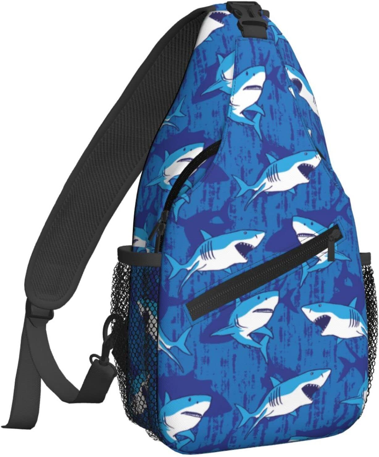 Amazon.com | Famame Blue Sharks Sling Backpack Chest Bag Crossbody ...