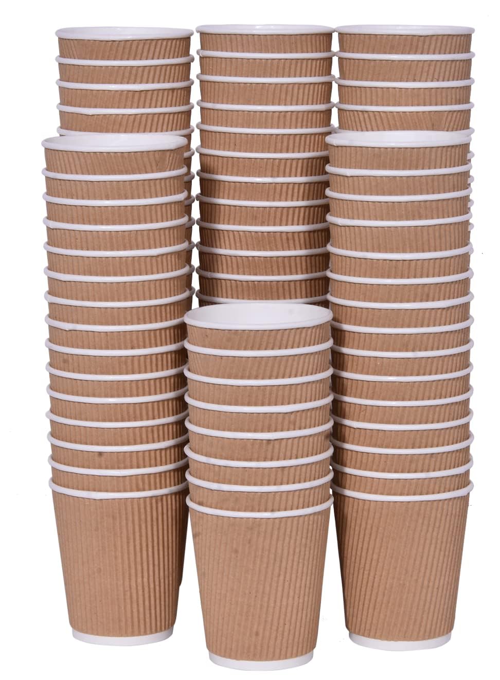 Ripple Paper Cups for Tea and Coffee, 250ml, Pack of 50, Brown, 8cm ...