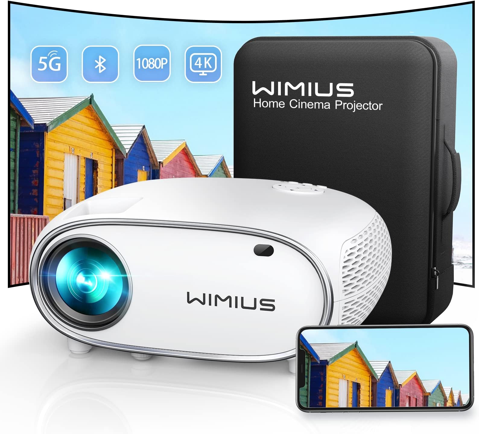 【Focus Électrique】Mini Projecteur, 16000 Lumens 5G WiFi Bluetooth 5.2 ...