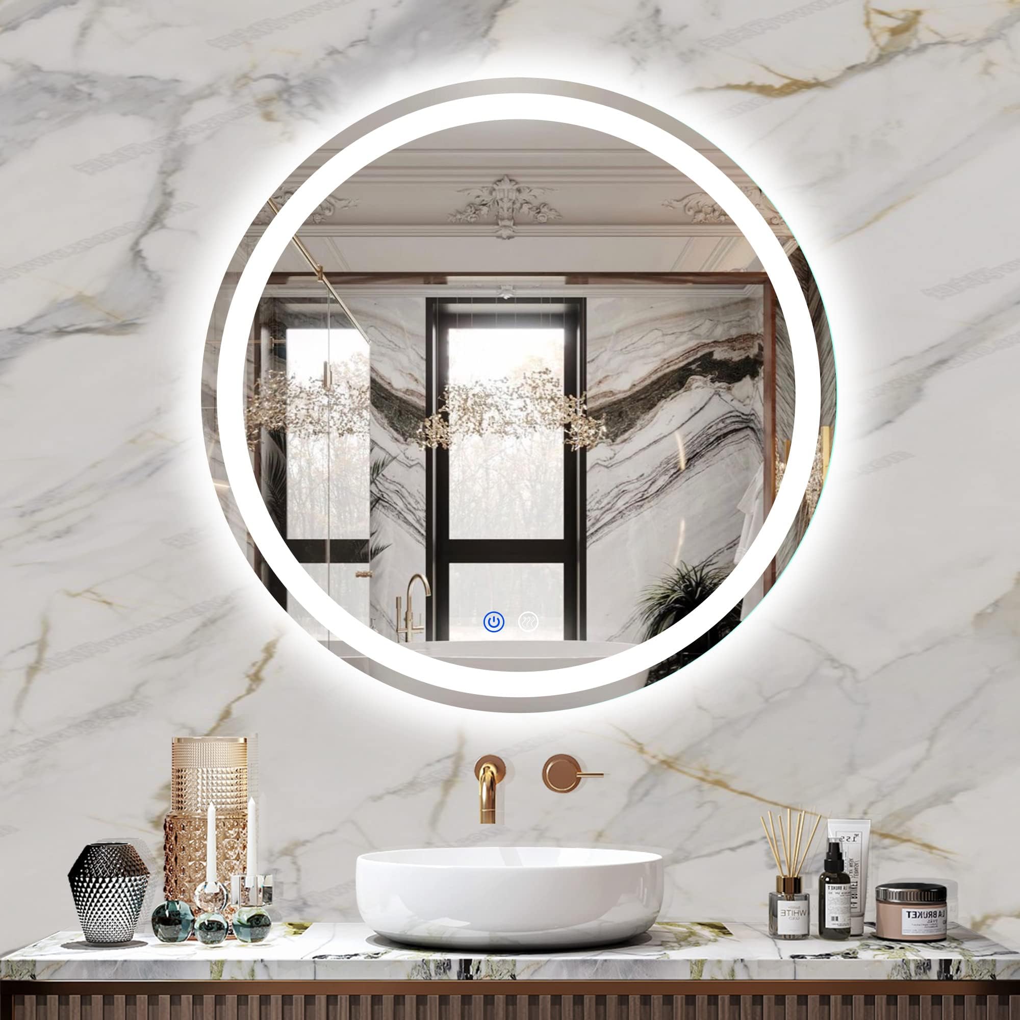 Amazon.com: KOSTA 20 Inch Round LED Bathroom Vanity Mirror with Lights ...