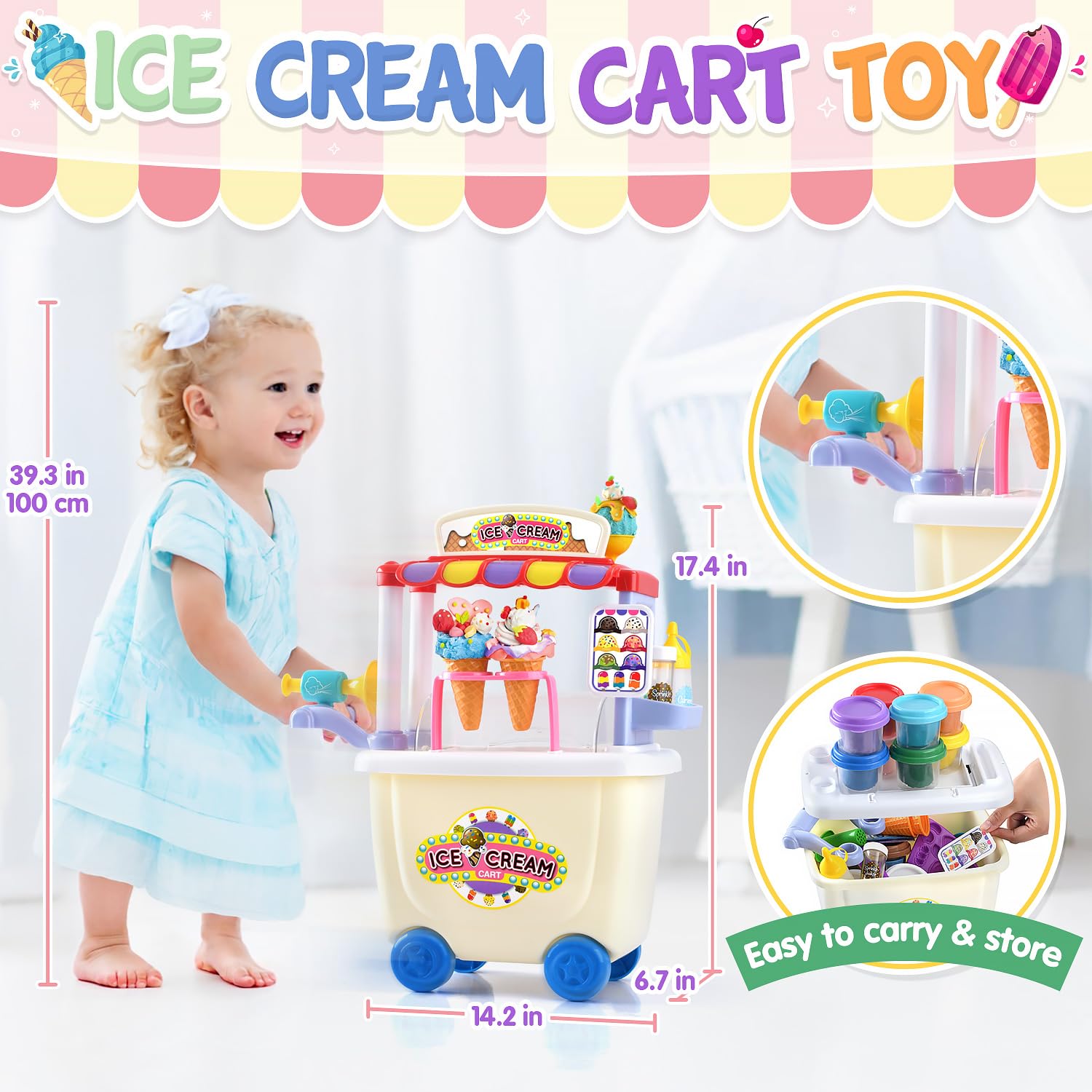 Snapklik.com : PLAY Ice Cream Cart Toys For Kids - Color Dough Sets For ...