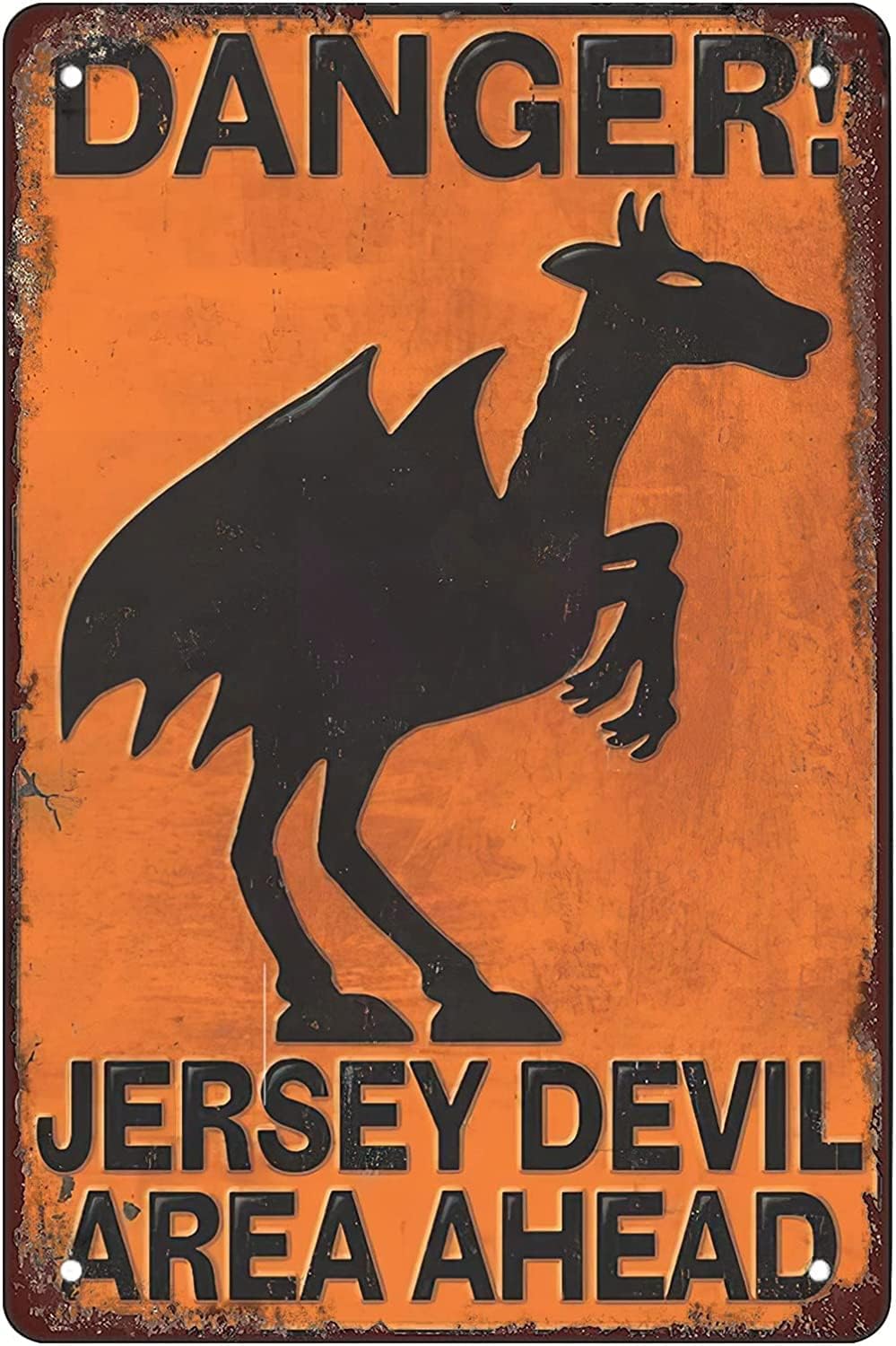 Amazon.com: STOOKI Metal Tin Sign,Danger Jersey Devil Area AheadWall ...