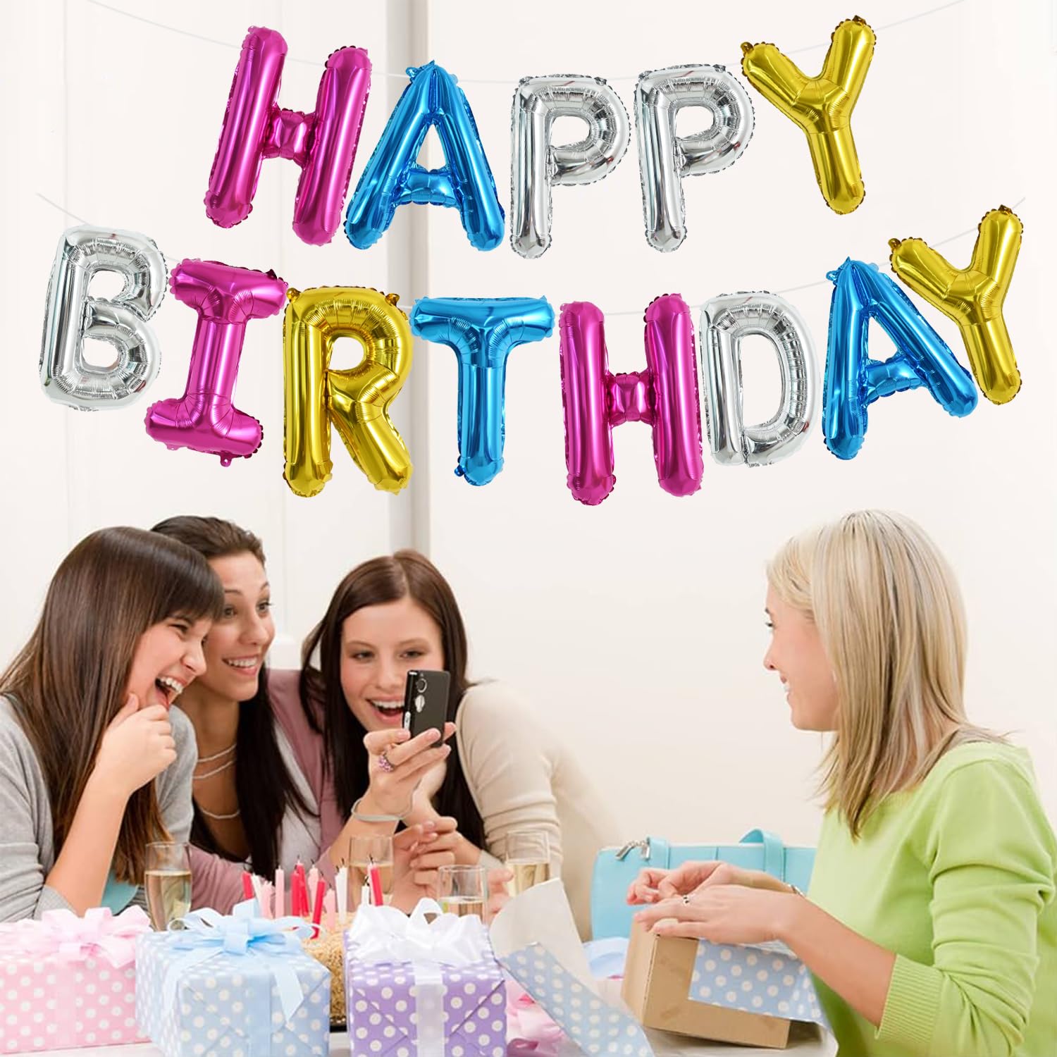 June Happy Birthday Mylar Balloon Banner Blue 16 Inch