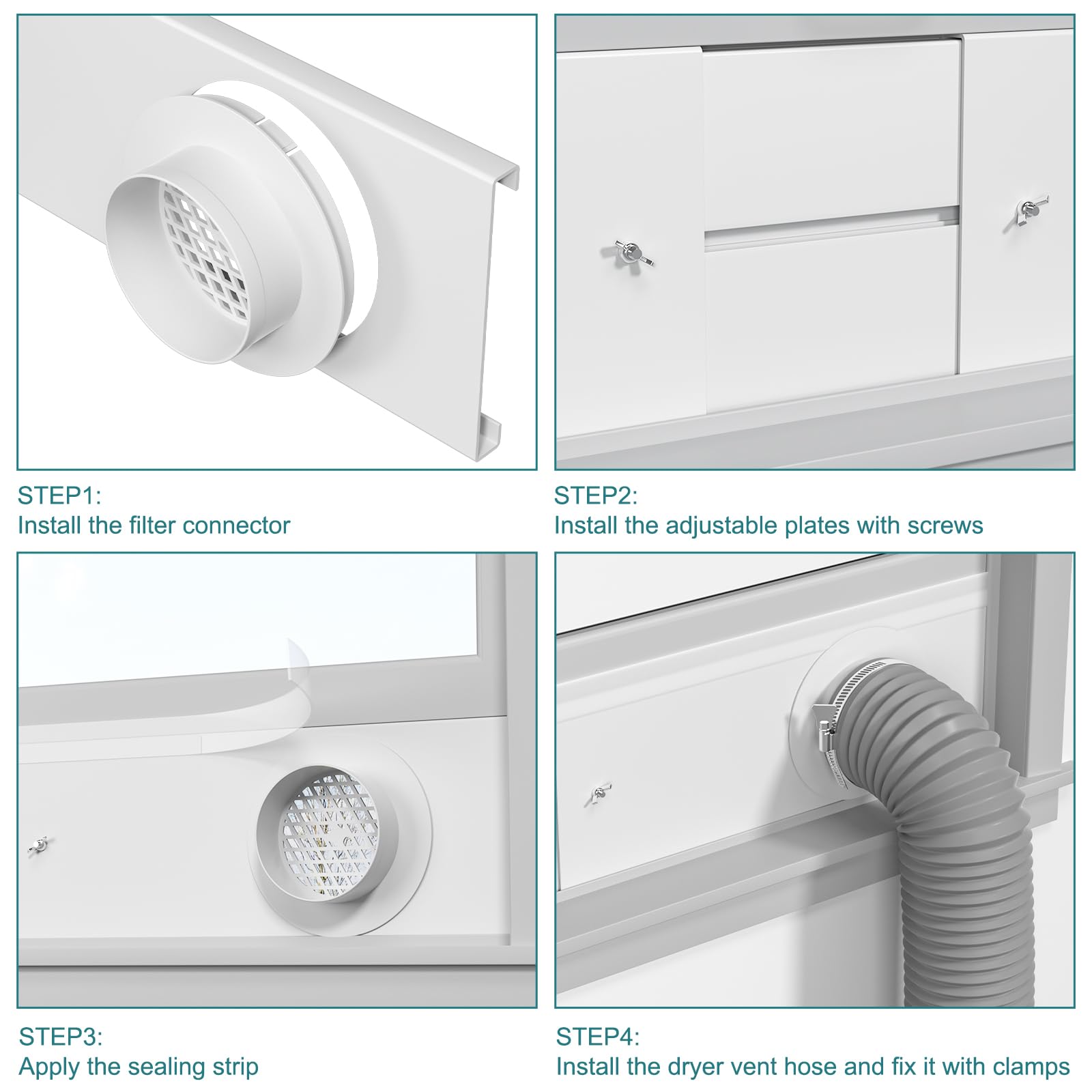 Snapklik.com : HOXHA Window Duct Kit Dryer Window Vent Kit For 4 ...