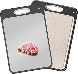 Amazon.com: Double Sided Cutting Board, 304 Stainless Steel, steel ...