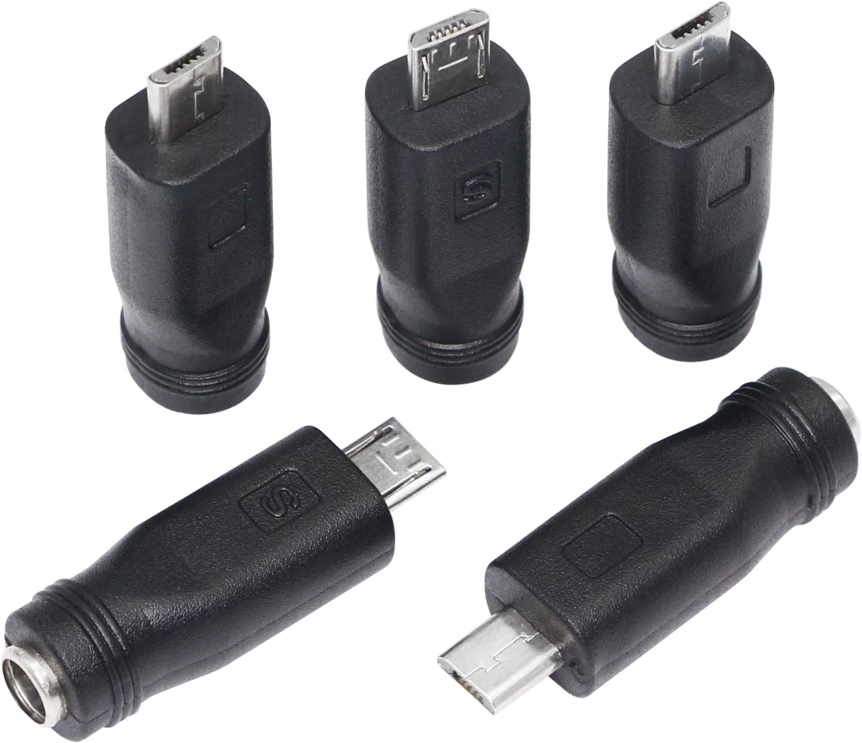 Amazon.com: 6Pcs DC 5.5mm x 2.1mm to USB Adapter, 5V DC 5521 Female to ...