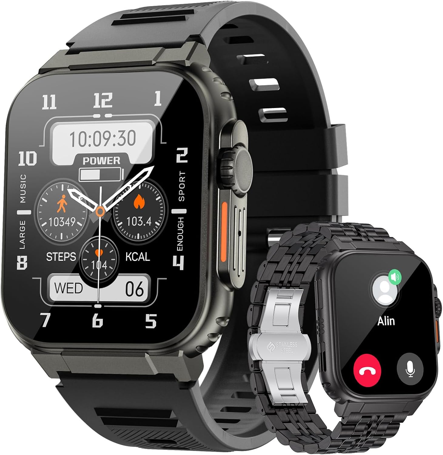 LIGE Smart Watch for Men for Android iOS, Phone Function, 600mAh Large ...