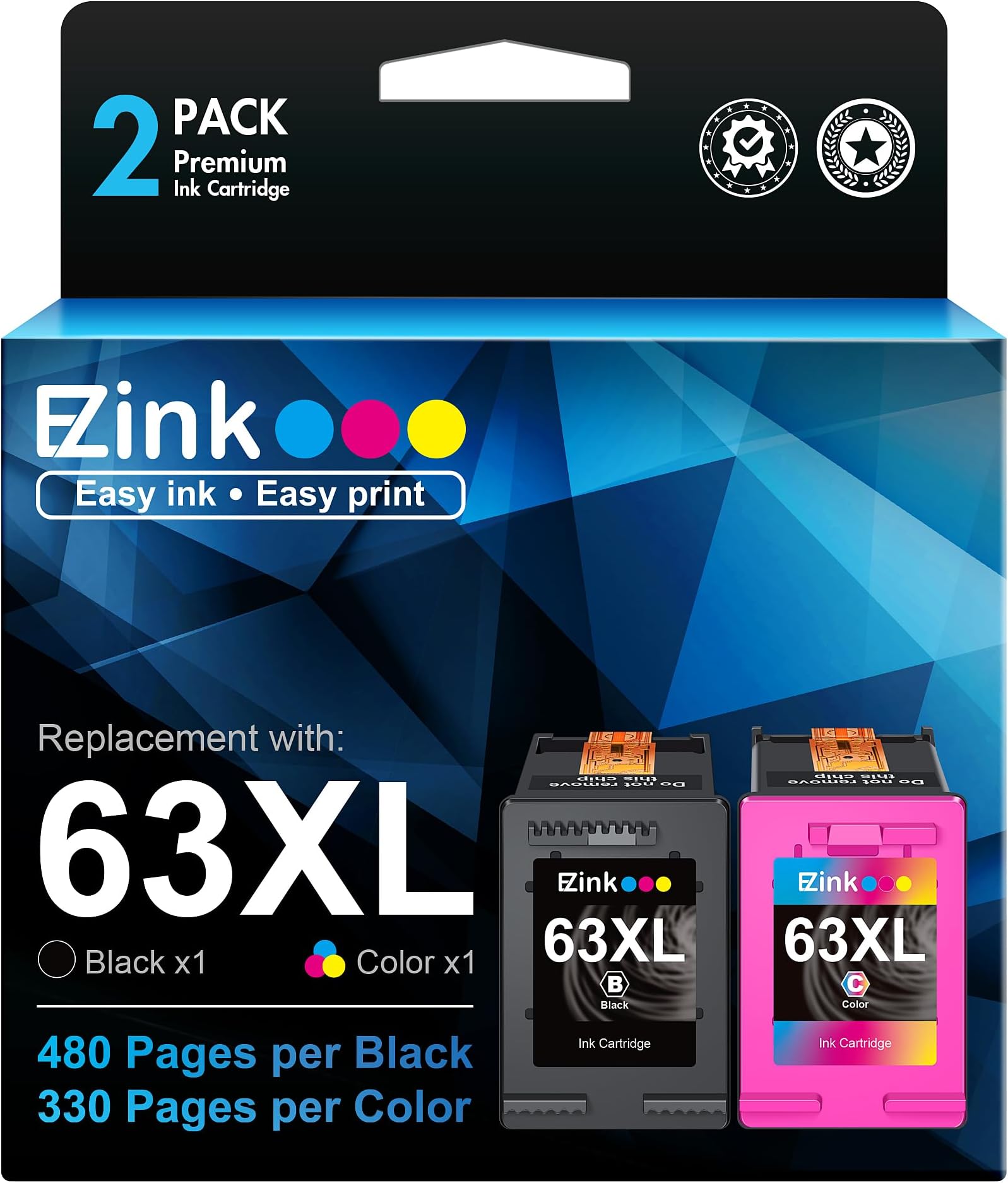 Amazon.com: Remanufactured Ink Cartridges Replacement for HP Ink 63 ...