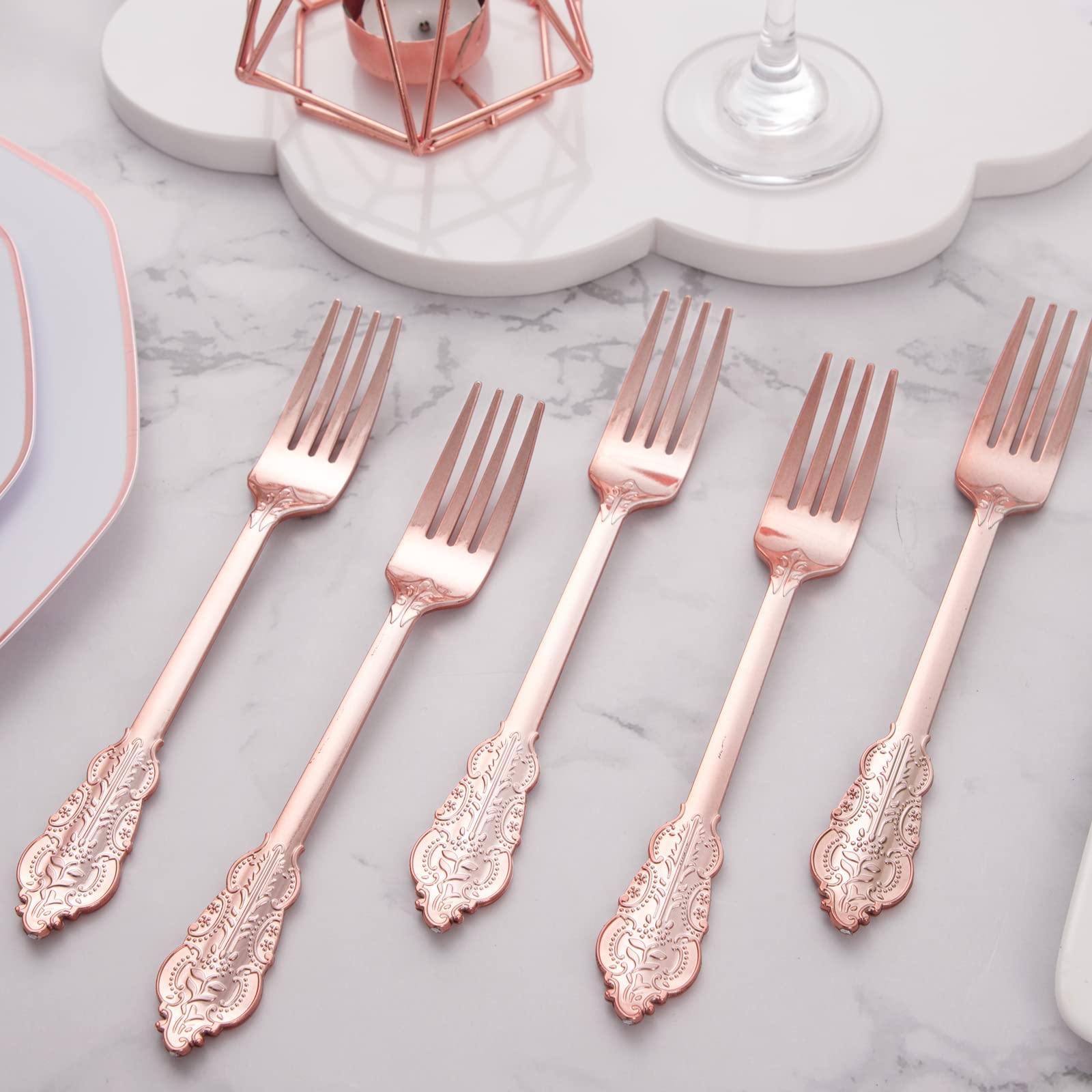 Ciaell 200PCS Rose gold Plastic Forks - Heavy Duty Plastic Forks - 7.48 ...