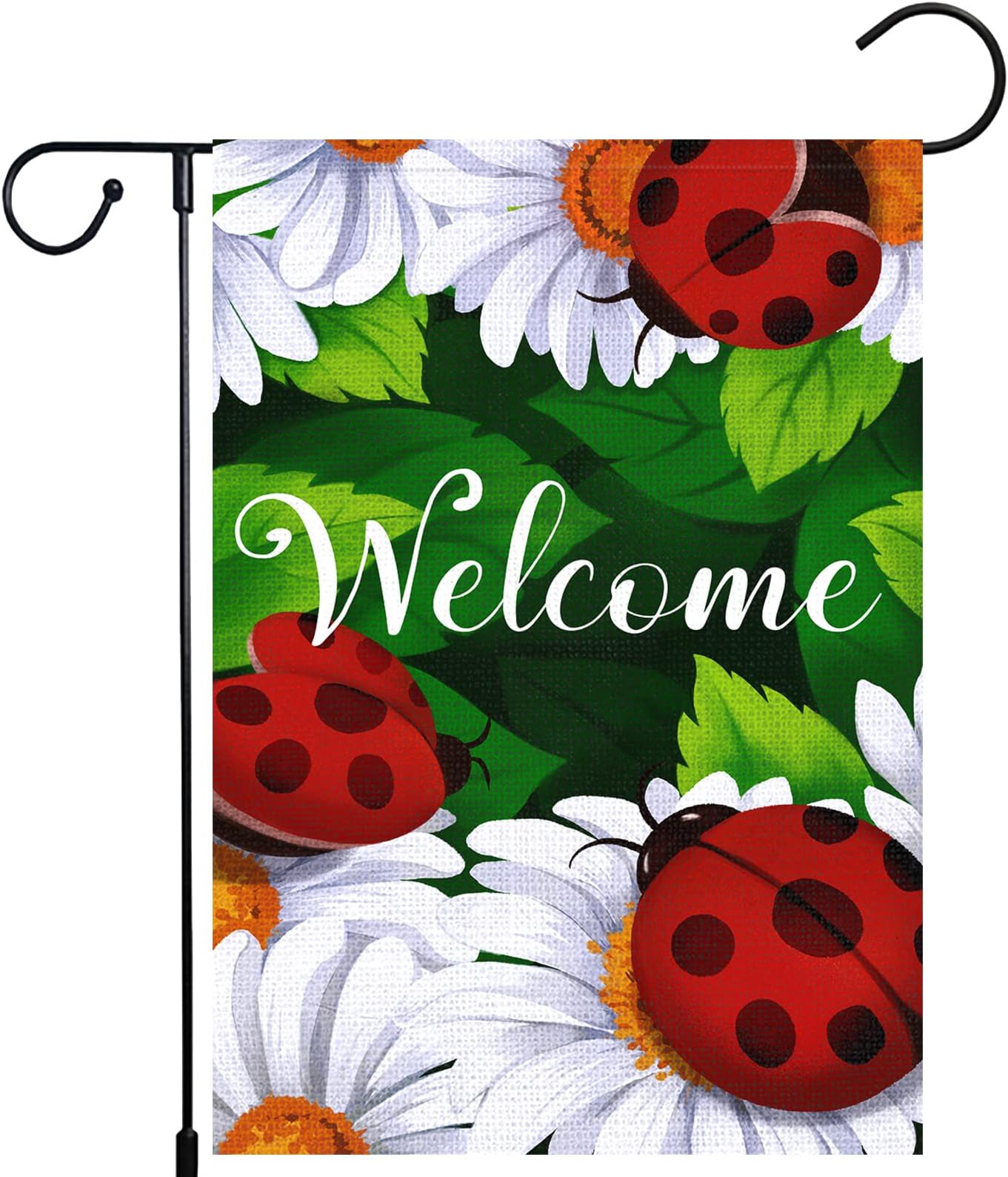Amazon.com : Ladybug Gathering Burlap Spring Garden Flag Welcome 12.5 ...
