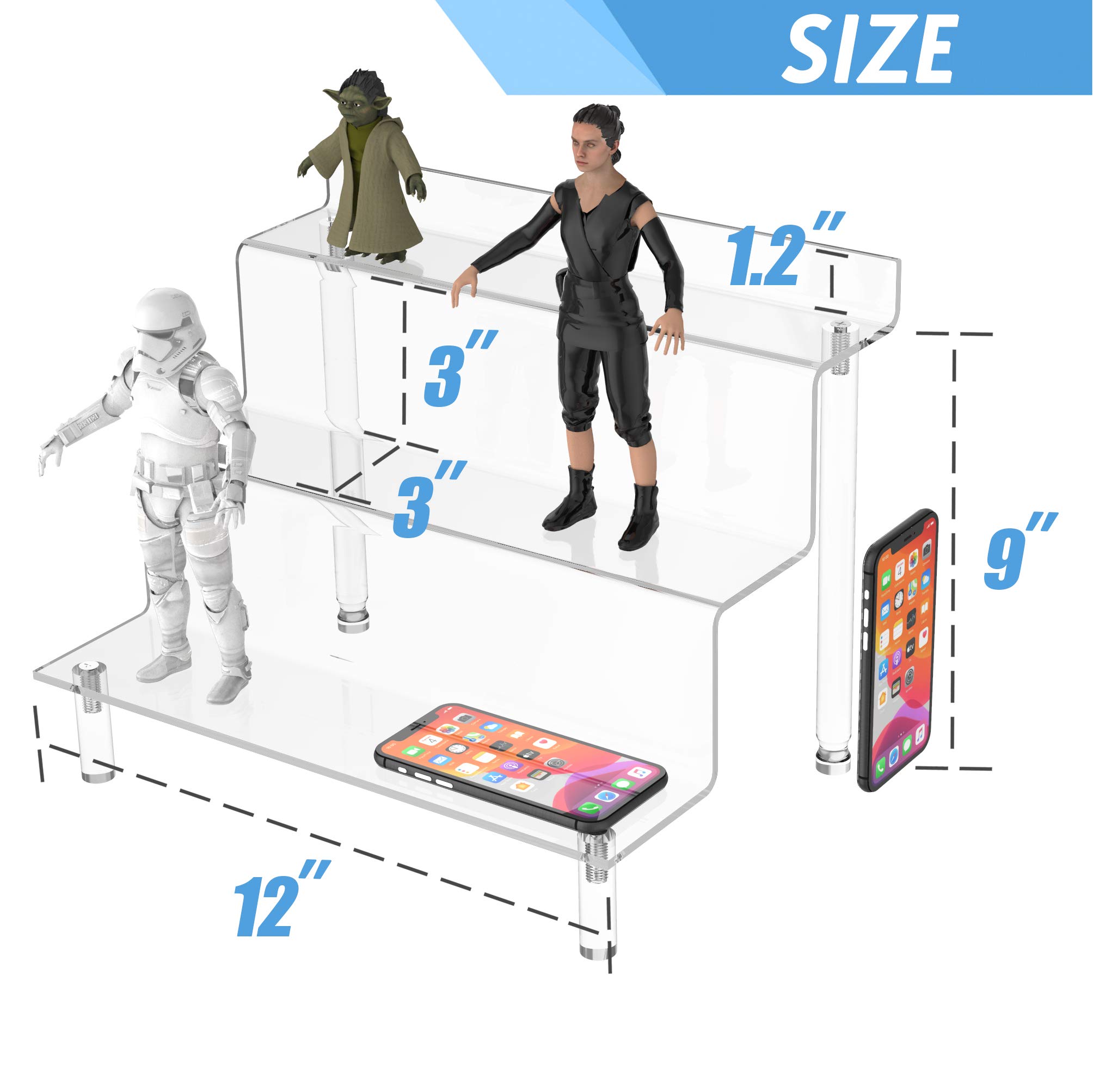 Buy Crostice Acrylic Display Stand 3-Tier Clear Riser Display Shelf for ...