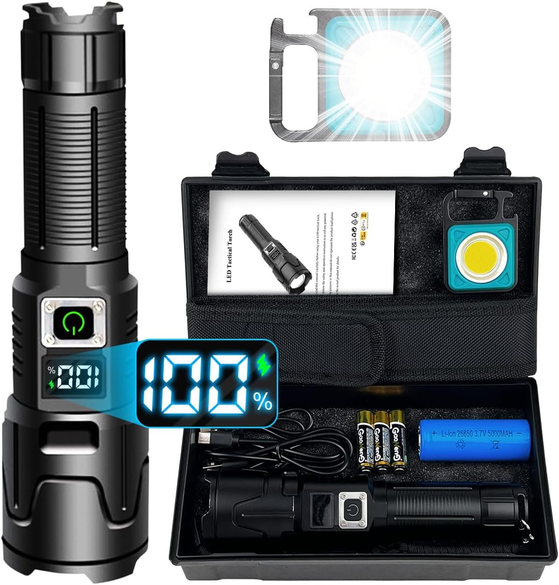 Maxesla Torches LED Super Bright Rechargeable Set, 15000 Lumens XHM96.2 ...