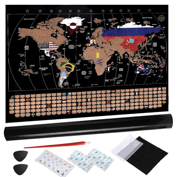 Buy Anpro Scratch Off World Map - 80x58 Centimeter Detailed Country ...