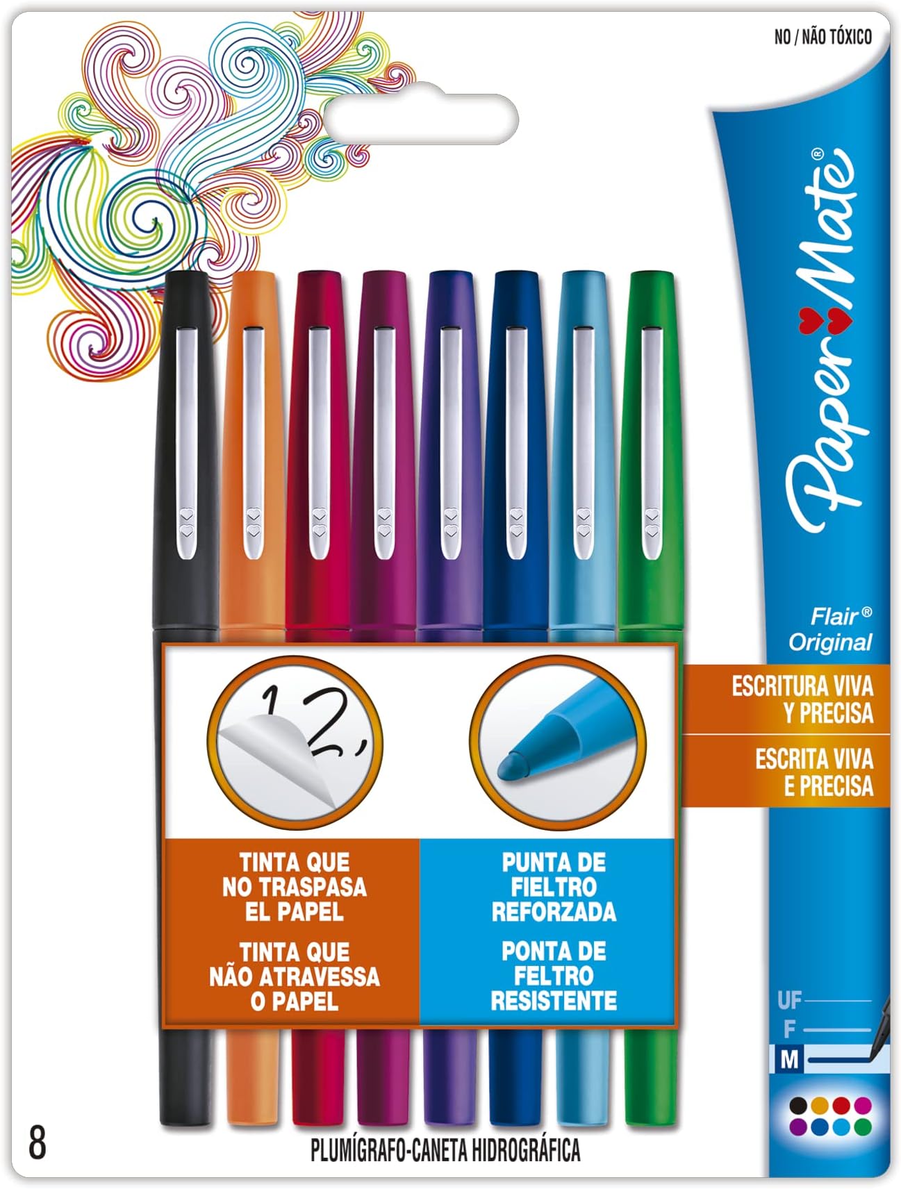Paper Mate FLAIR 8, Plumas con punta media, colores surtidos : Amazon ...