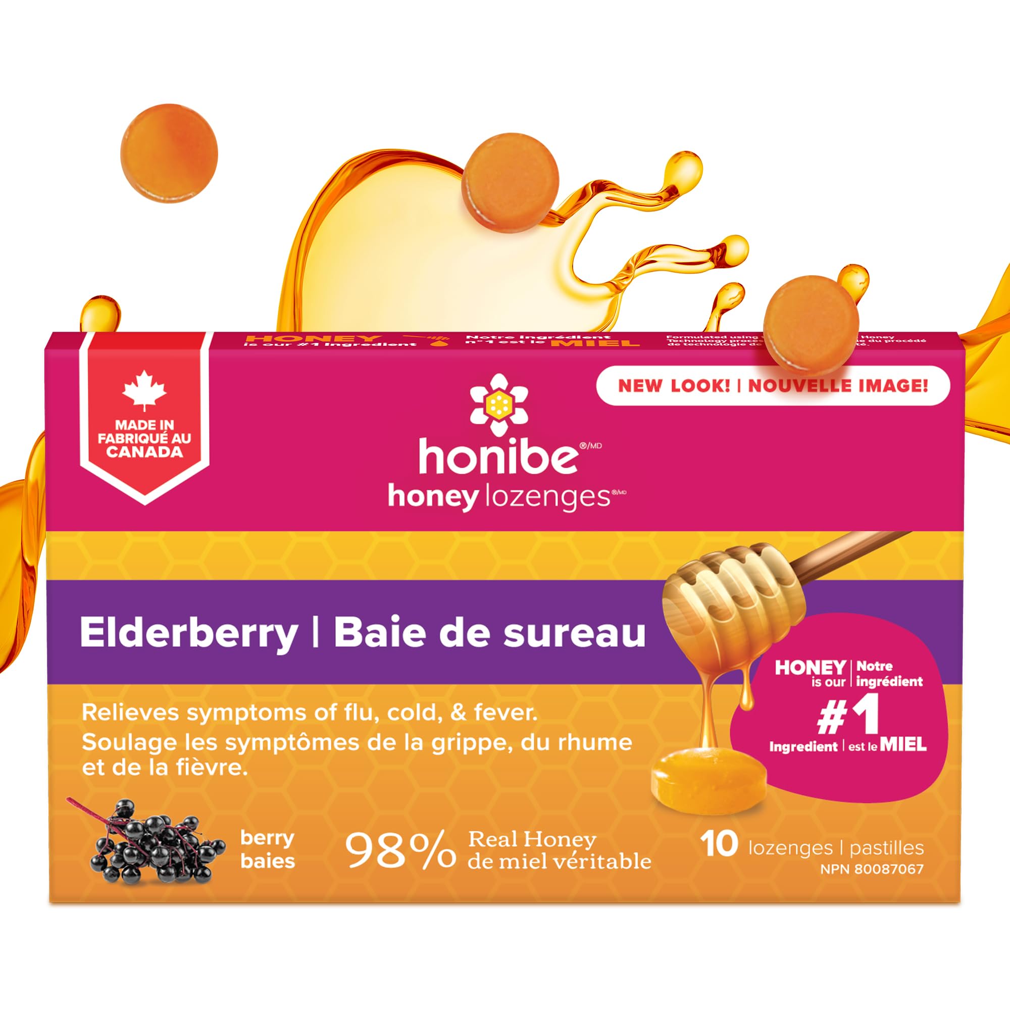 Honibe 100% Pure Honey Lozenges, Made in Canada, Mucus and Cough Relief ...