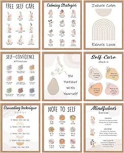 Chinco 9 Pcs Mental Health Posters Therapy Office Decor Boho Positive ...