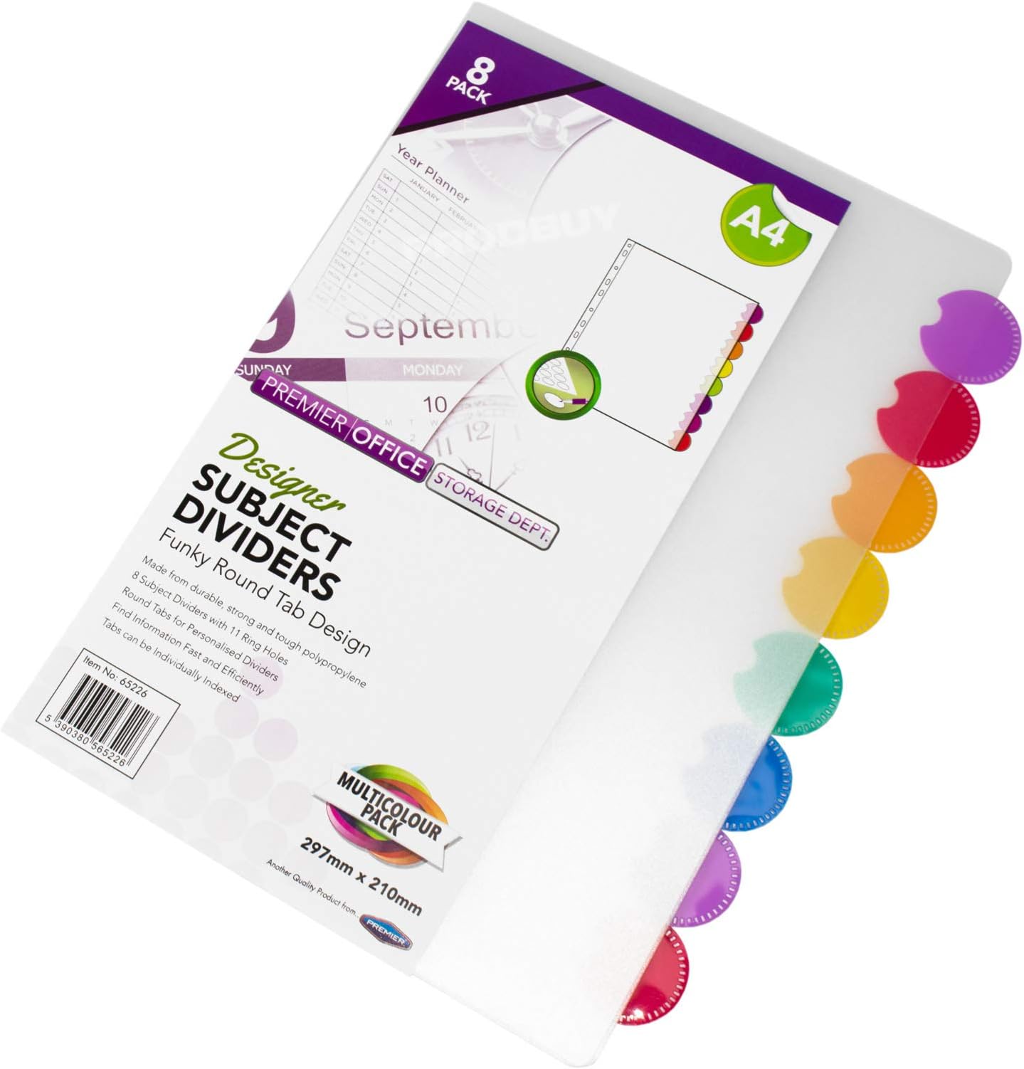 [3 Pack] Colour Tabs 8 Part Strong Plastic Subject Dividers A4 : Amazon ...