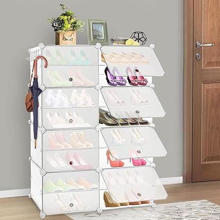 Youyijia Plastic Shoe Cabinet 2x8 Tier Interlocking Shoes Rack with ...
