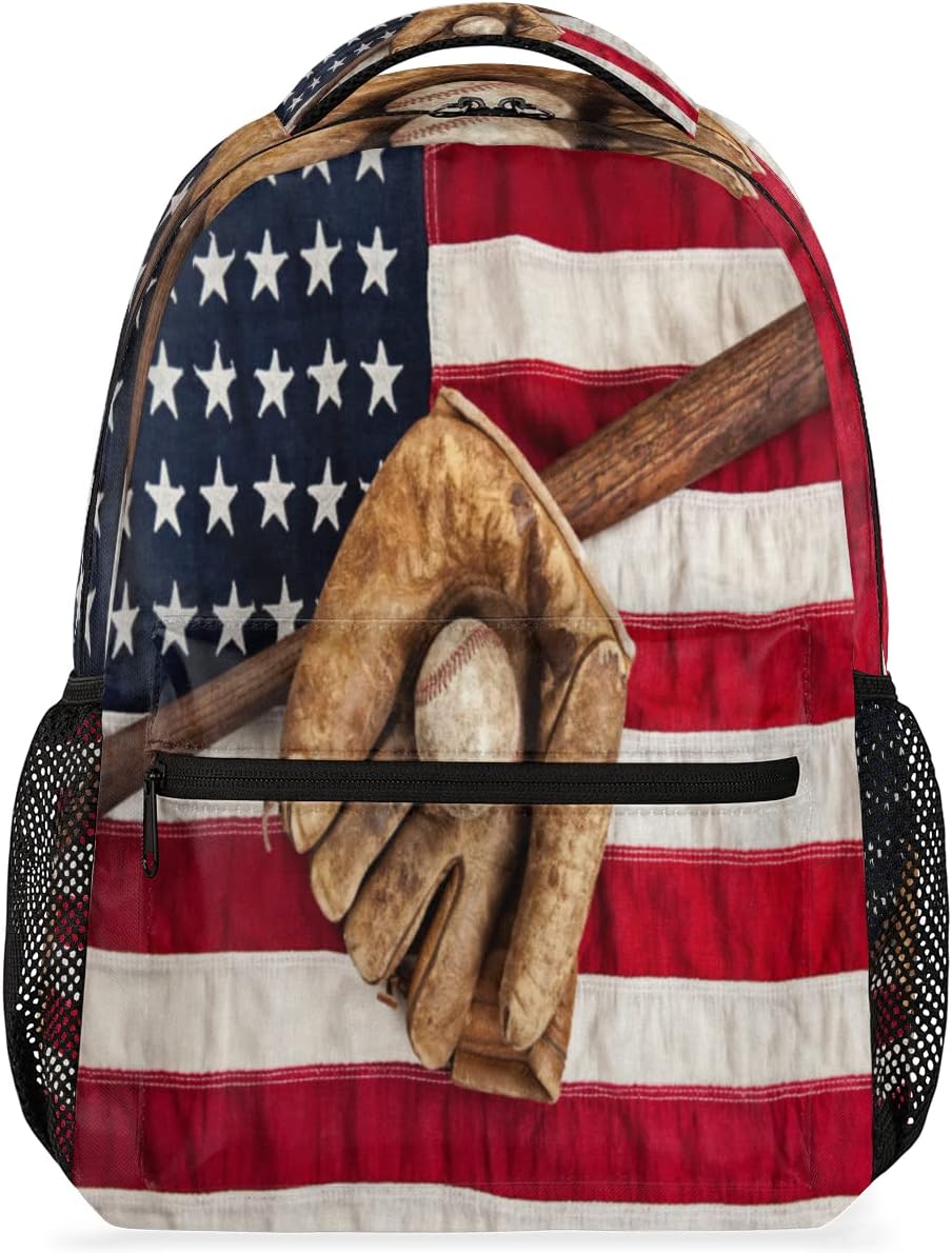 Amazon.com: Baseball American Flag Backpack for Girls Boys Kids Sports ...