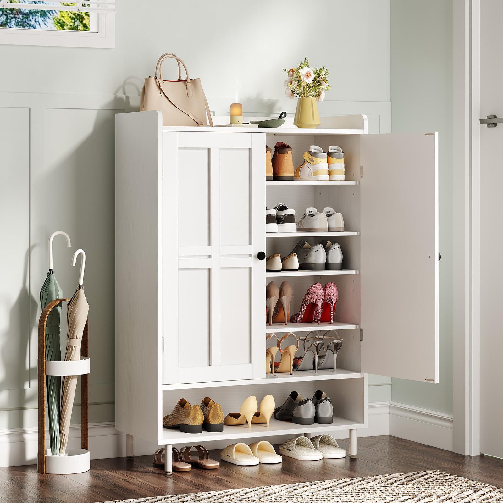 Amazon.com: ONBRILL Shoe Storage Cabinet with Cross Molding Doors, 6 ...