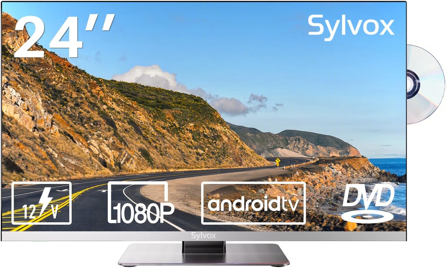 SYLVOX 24'' Smart RV TV, Built-in DVD Player, APP Store, 1080P Android ...