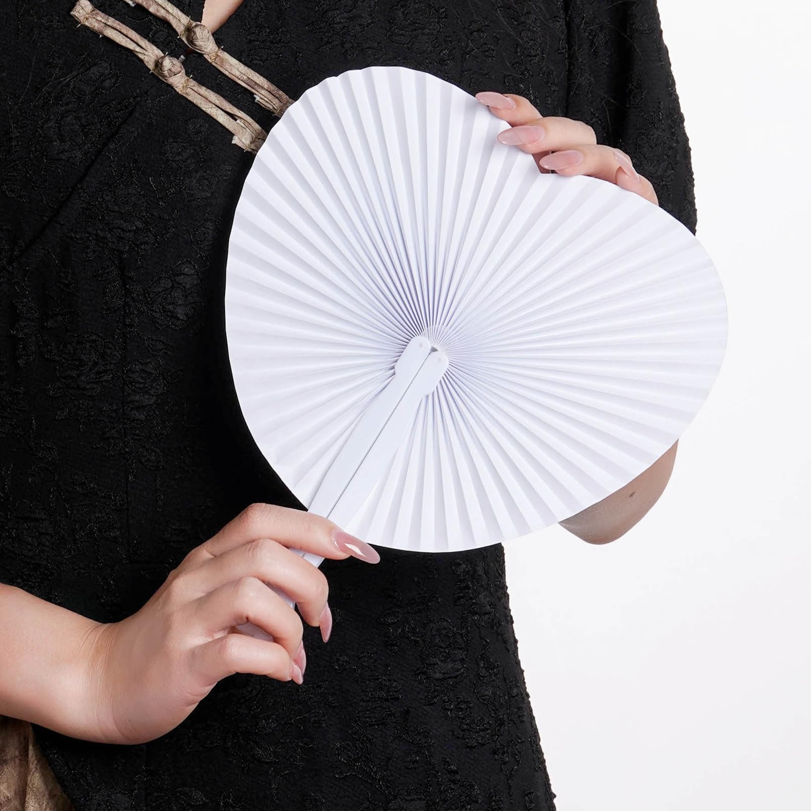 36Pcs White Wedding Fans Paper Folding Handheld Fans Heart Shaped with ...