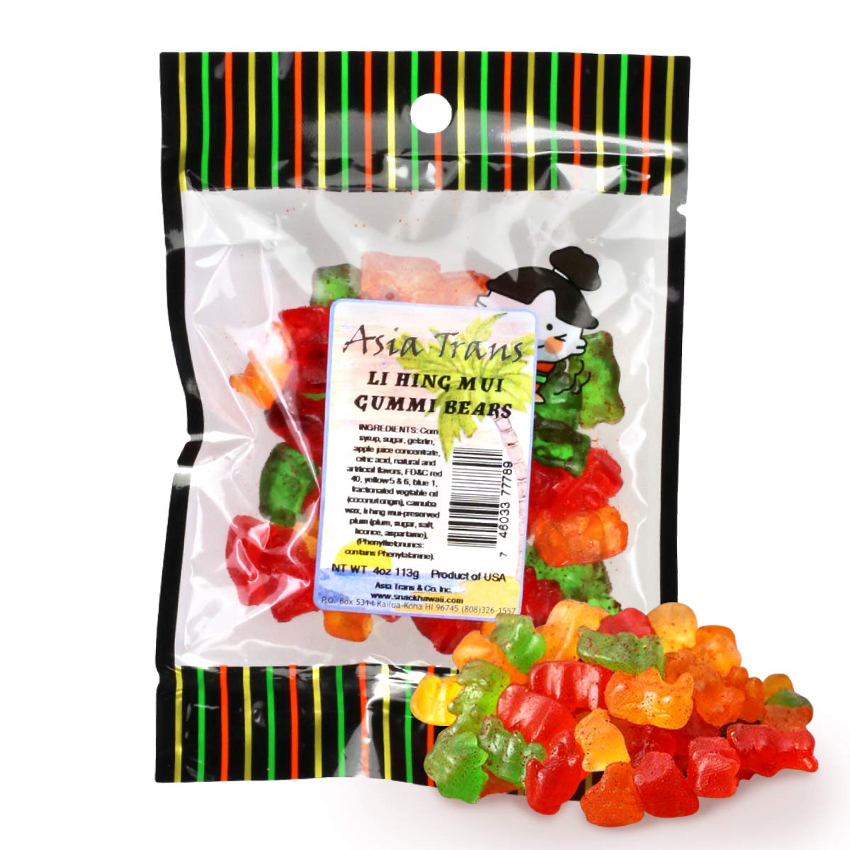 Amazon.com : Asia Trans Gummy Bears with Li Hing Mui Plum Powder ...