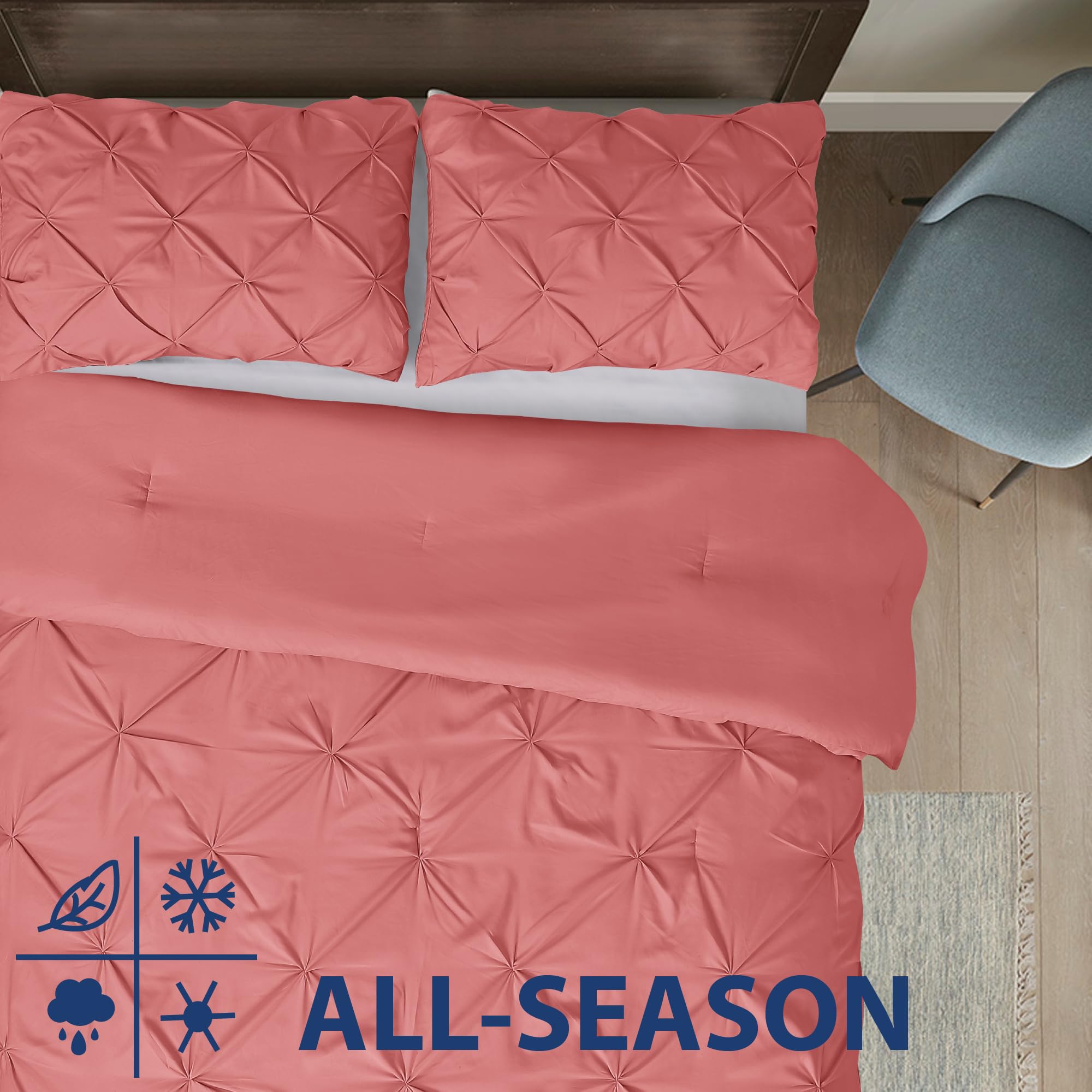 Cathay Home King Bedding - Pintuck 3-Piece Comforter and Sham Set ...