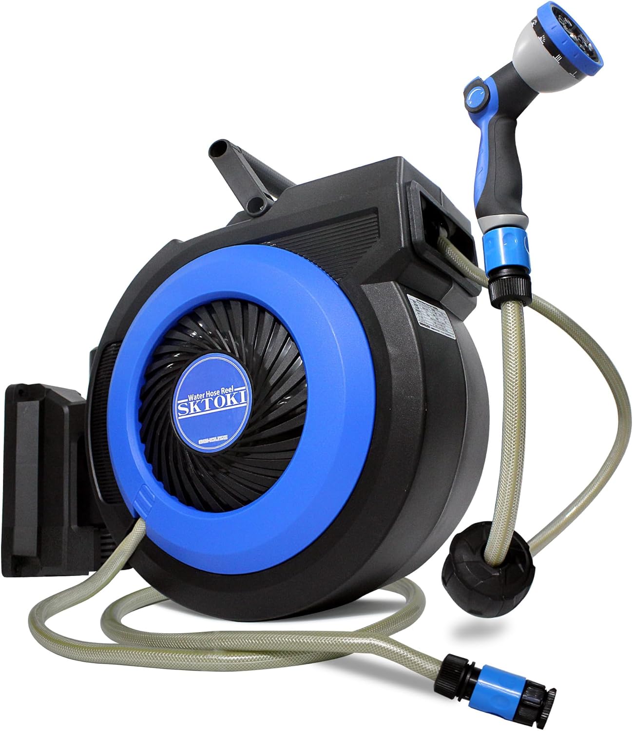 Amazon | 88HOUSE ㈱ハチハチハウス ウォーターホースリール 自動巻取式 15m 180°回転可能 自動巻き上げ ブラケット付 ...
