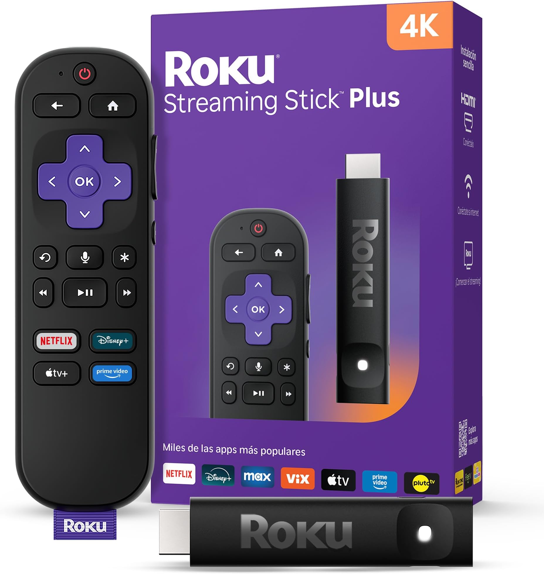 Roku® Streaming Stick™ Plus 2025 - Dispositivo de Streaming 4K y HDR ...
