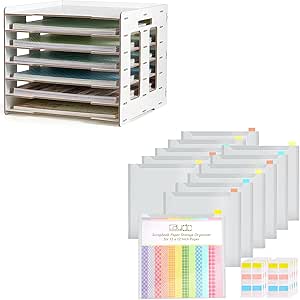 Amazon.com: Caydo 12x12-7 Tier File Scrapbook Paper Organizer for Desk ...
