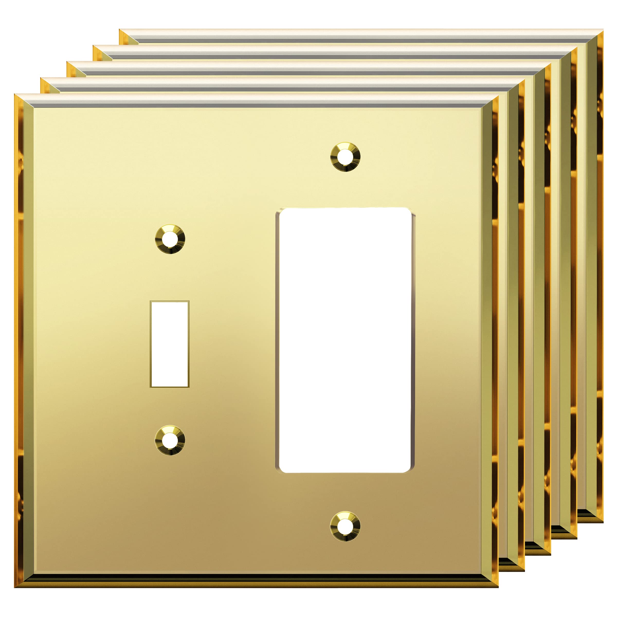LIDER Reflective Acrylic Combination Wall Plate, Mirrored Double Switch ...