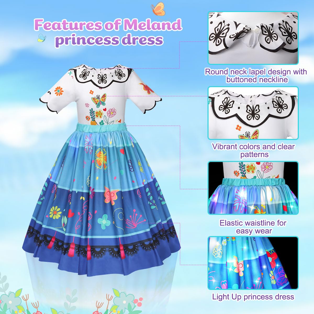 Snapklik.com : Meland Princess Dresses For Girls - Light Up Princess ...