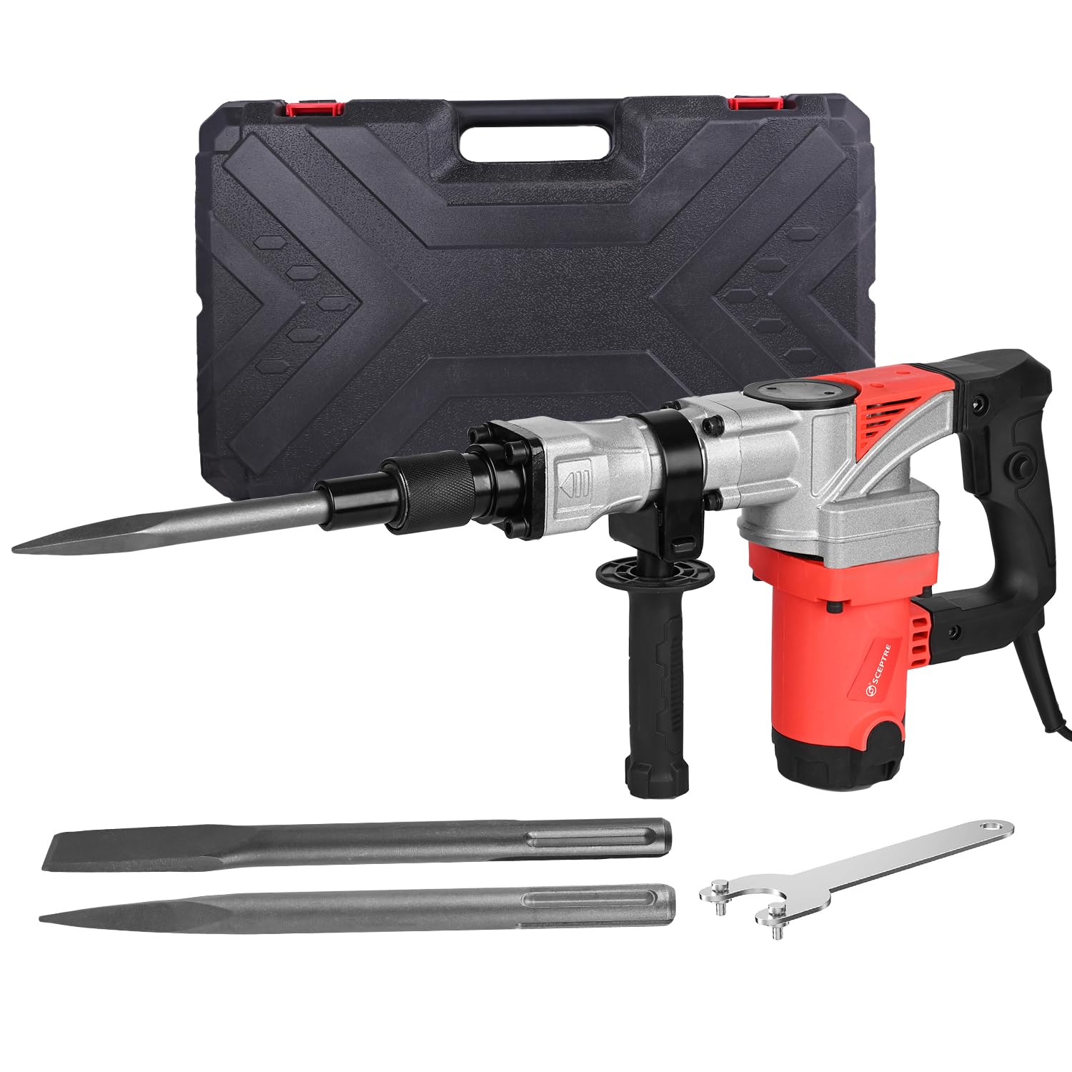 SCEPTRE 1250W 7KG Heavy Duty Demolition Hammer, Concrete Breaker ...