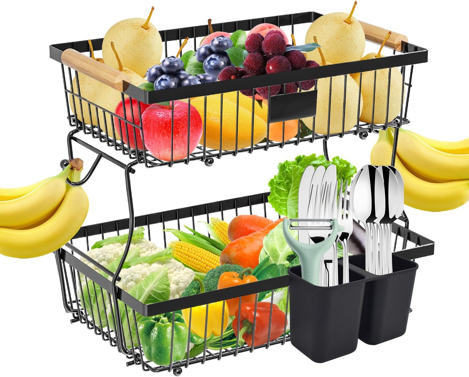 MEESOGA Obst Etagere Obstkorb mit 3 Etagen Metall Obstkorb Brotkorb 3 ...