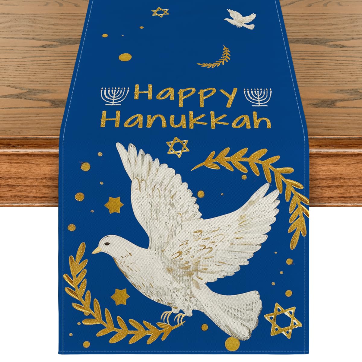 Amazon.com: Artoid Mode Dove Hexagram Happy Hanukkah Table Runner ...