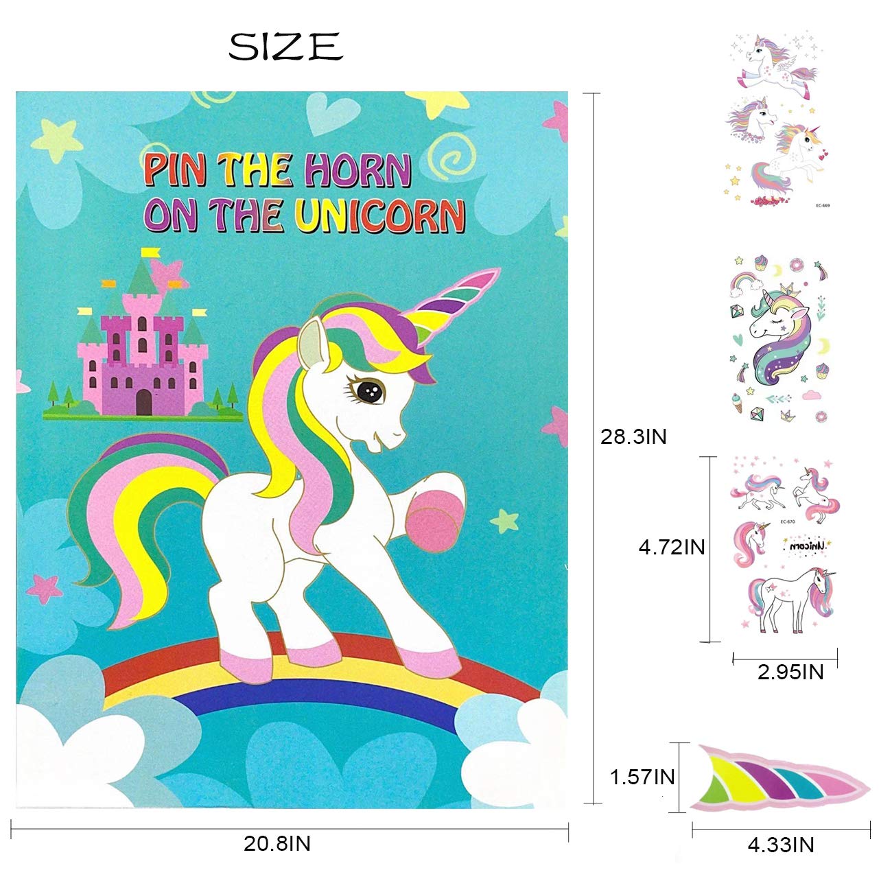 Buy Unicorn Birthday Party Favor Games,Pin The Horn On The Unicorn ...